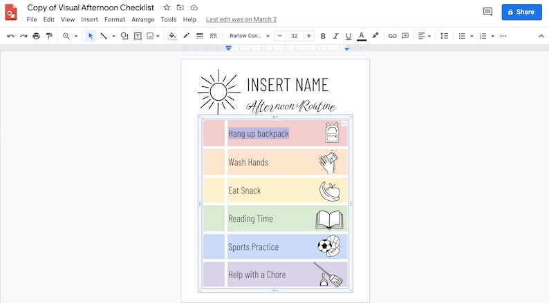 Editable Morning Routine Chart Checklist Kids Chore Chart ...