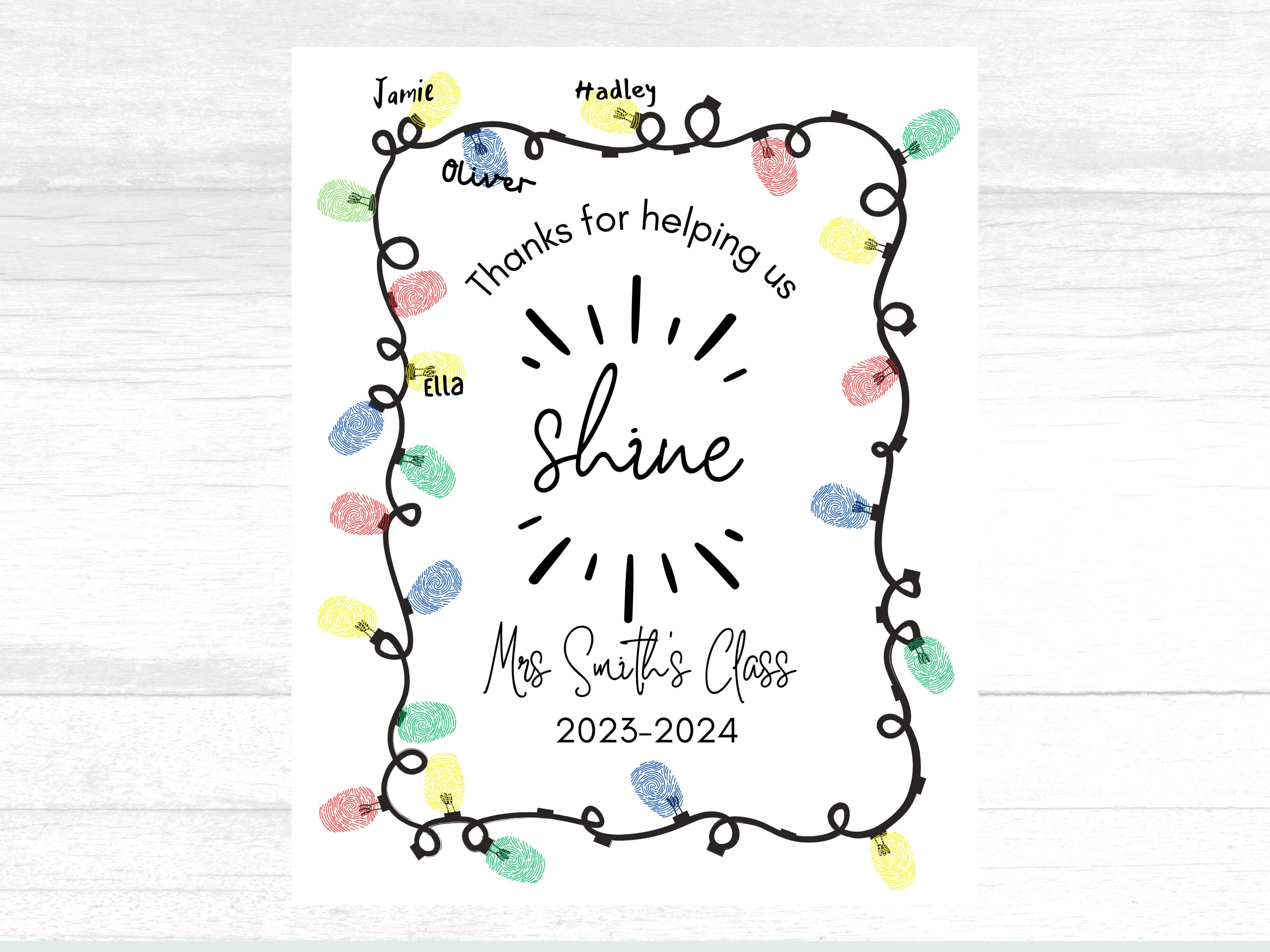 Teacher Christmas Gift From Class Fingerprint Gift for School Christmas ...