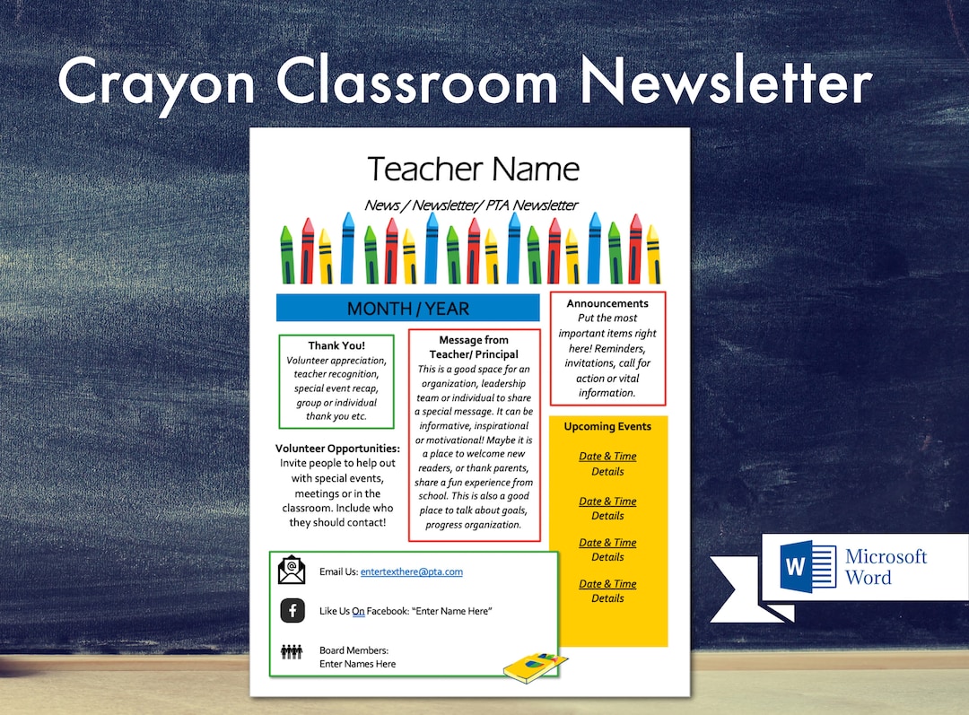 Classroom Newsletter Template /teacher Newsletter | Classroom News ...