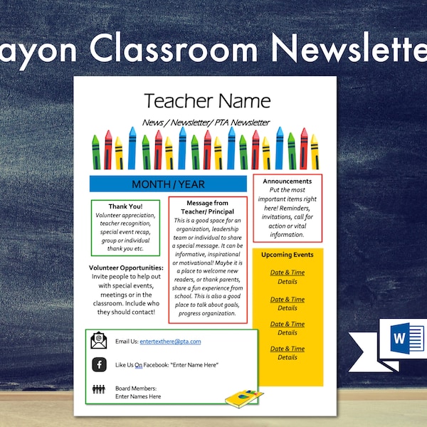 Preschool News Letter Template - Etsy