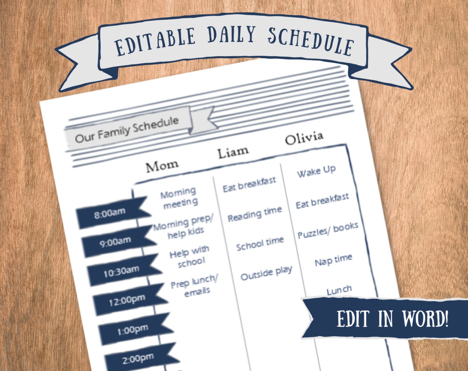 Editable Family Schedule/ Daily Mom Planner/ Homeschool | Etsy