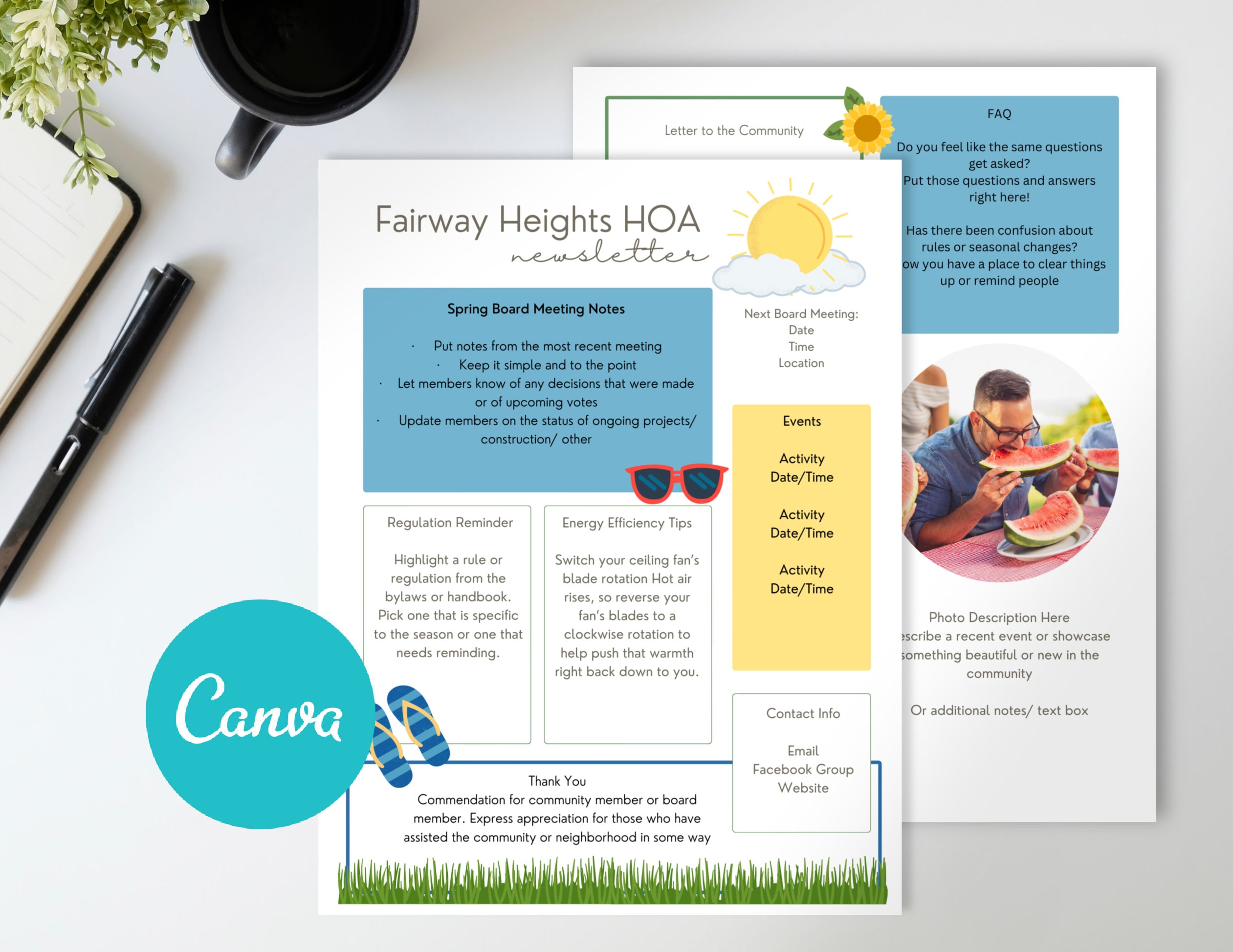 HOA Newsletter/ Neighborhood Newsletter/ Editable Newsletter Template ...