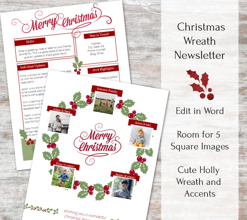 Christmas Newsletter Template/ Year in Review Template/ Editable ...