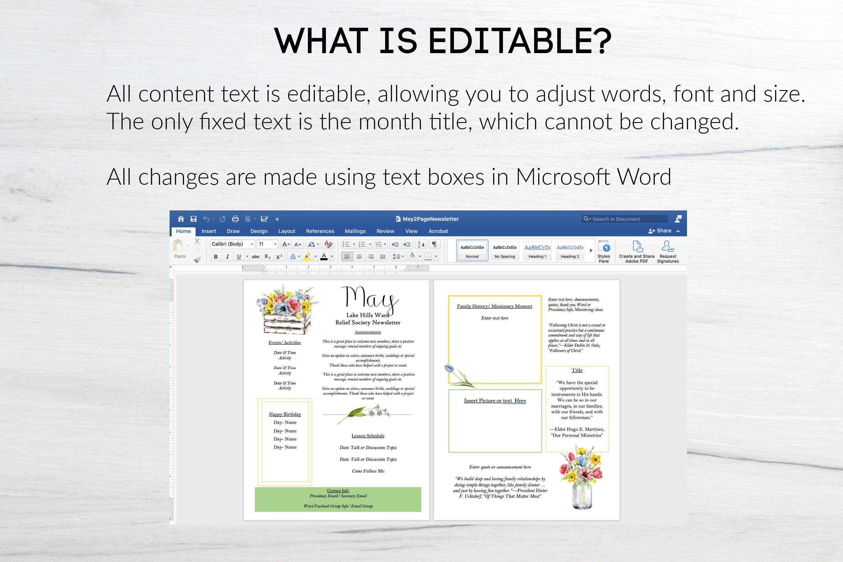 Editable May Newsletter Template/ MS Word Newsletter Template/ - Etsy