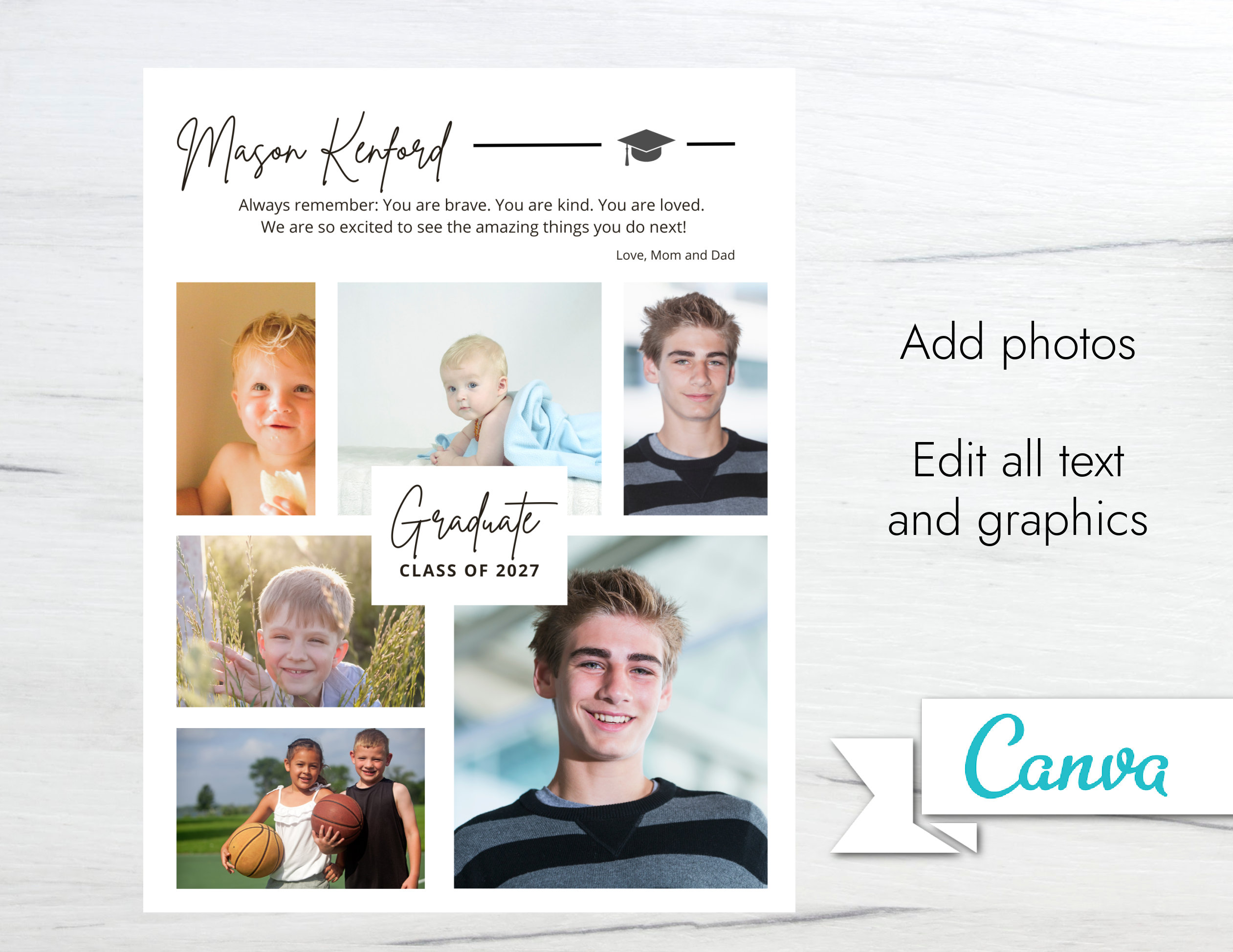Yearbook Ad Template, Minimal Senior Yearbook Ad, Editable Canva ...