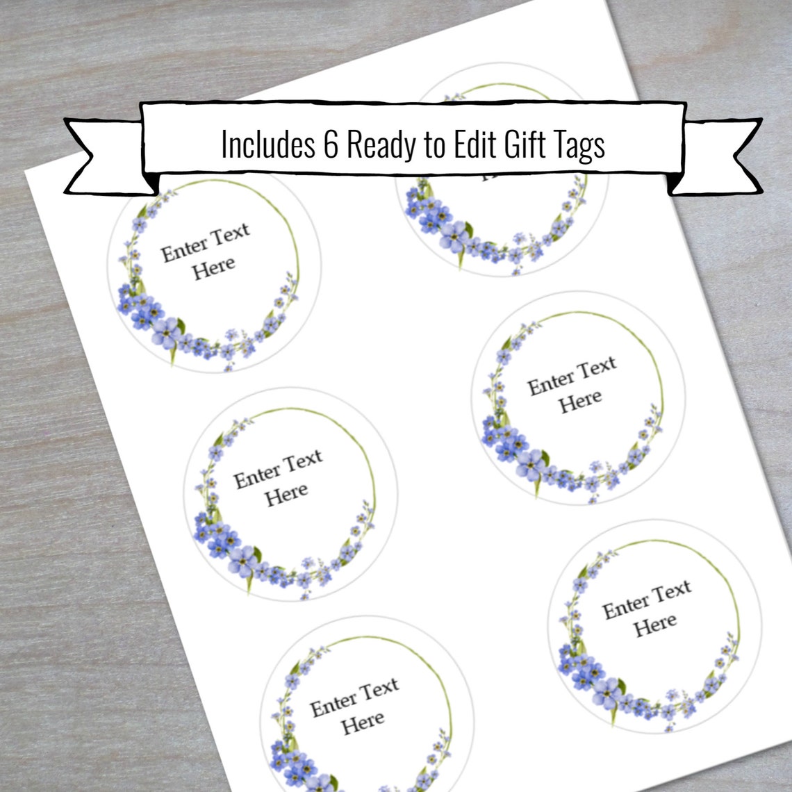 Editable Gift Tag With Forget Me Nots/ Printable Gift Tag/ - Etsy