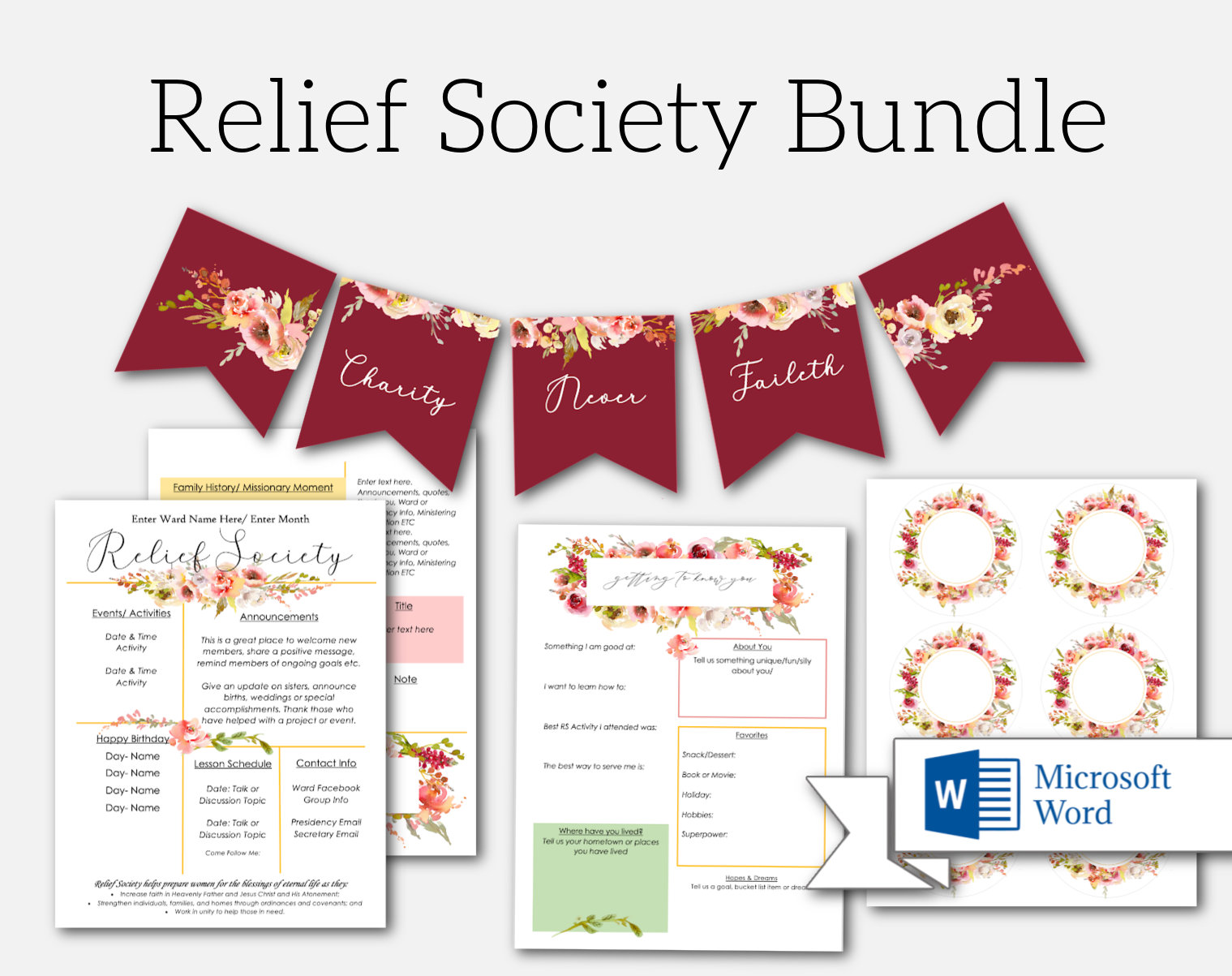 Editable Relief Society Newsletter/ Banner/getting to Know You - Etsy