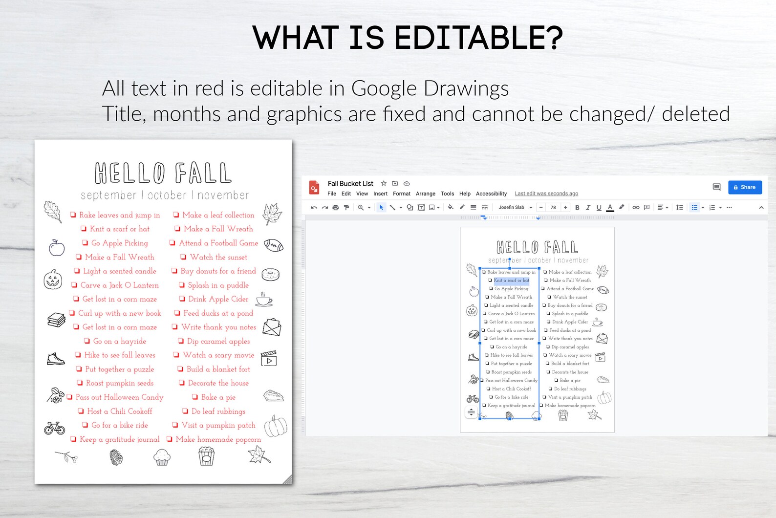 Editable Fall Bucket List / Printable Bucket List/ Autumn Printable ...