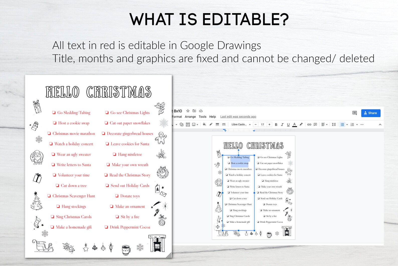 Editable Christmas Bucket List Poster/ Printable Advent Countdown ...