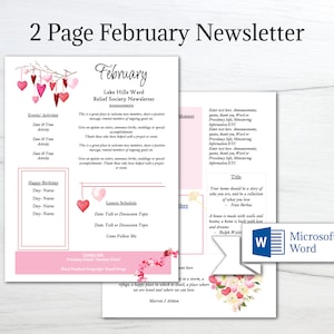 Editable February Newsletter Template/ MS Word Newsletter Template ...
