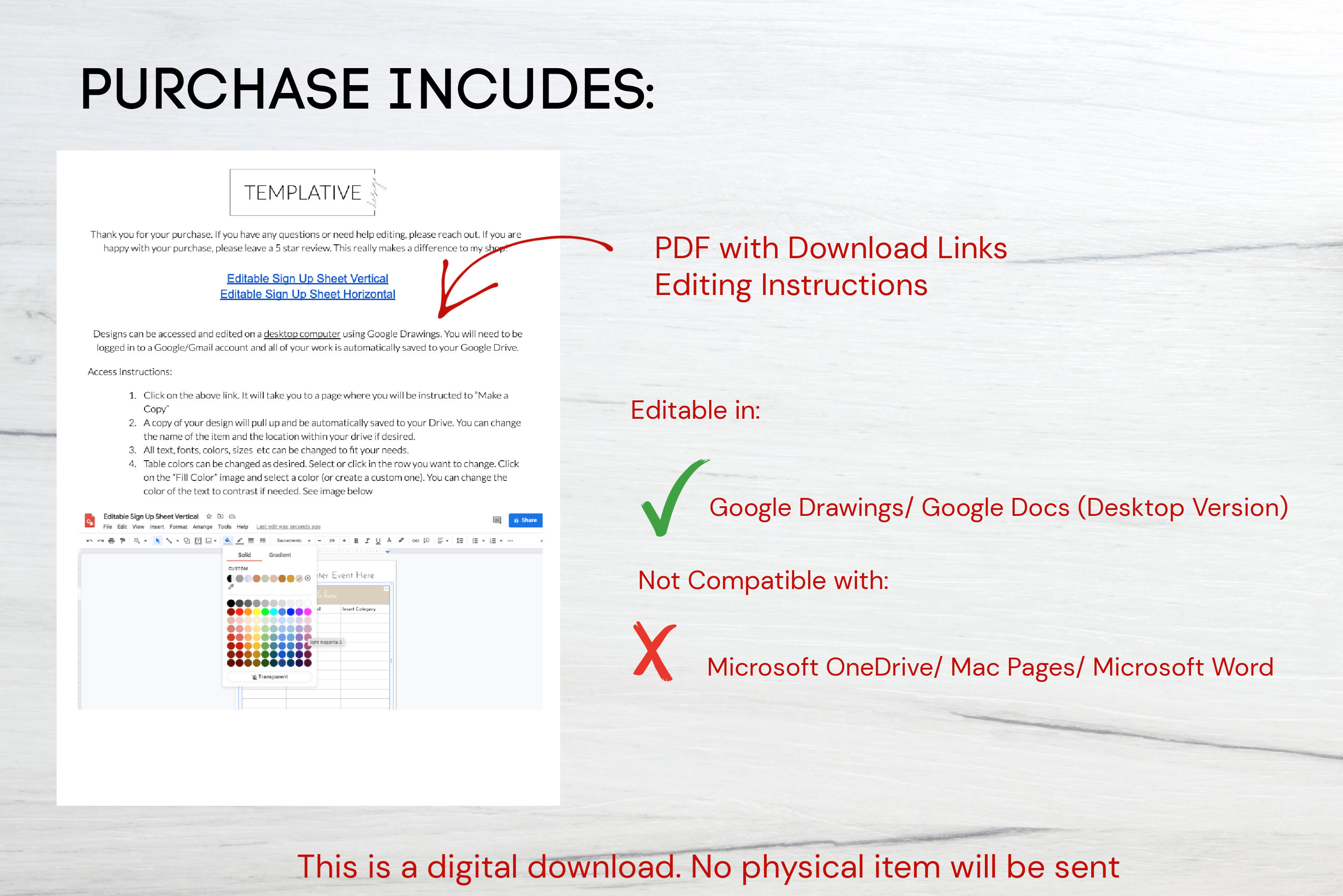 Editable Sign up Sheet Template / Printable Sign up Form / Sign in ...