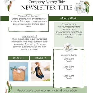 Editable Newsletter Template/ Edit in Word Newsletter/ Magnolia ...