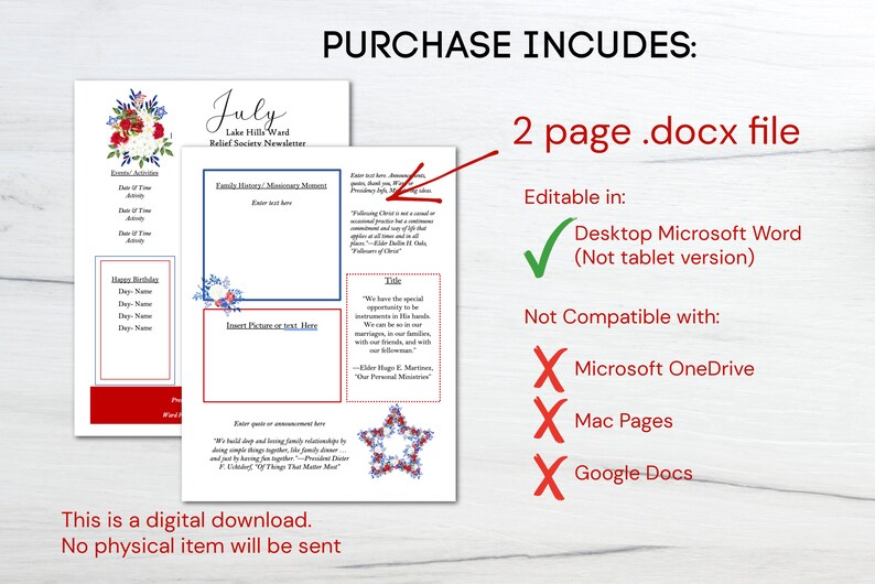 Editable July Newsletter Template/ MS Word Newsletter Template ...