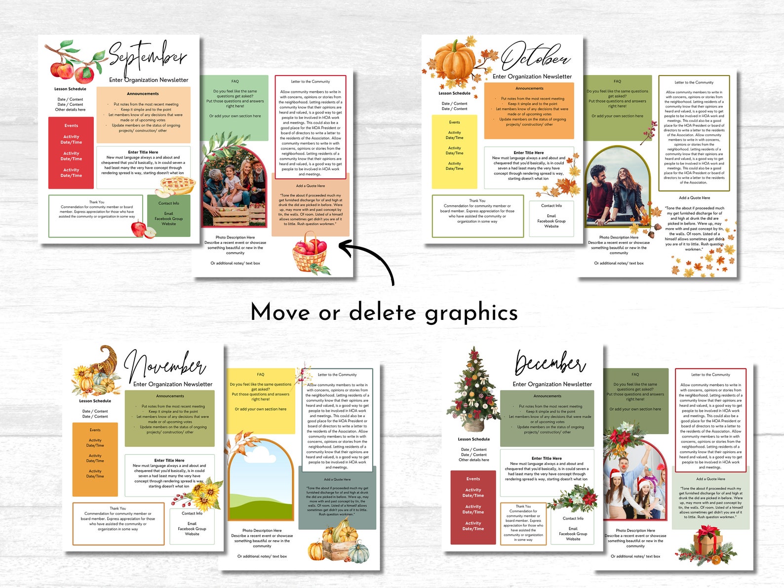 Monthly Newsletter Bundle/ Full Year Editable Newsletter Template ...