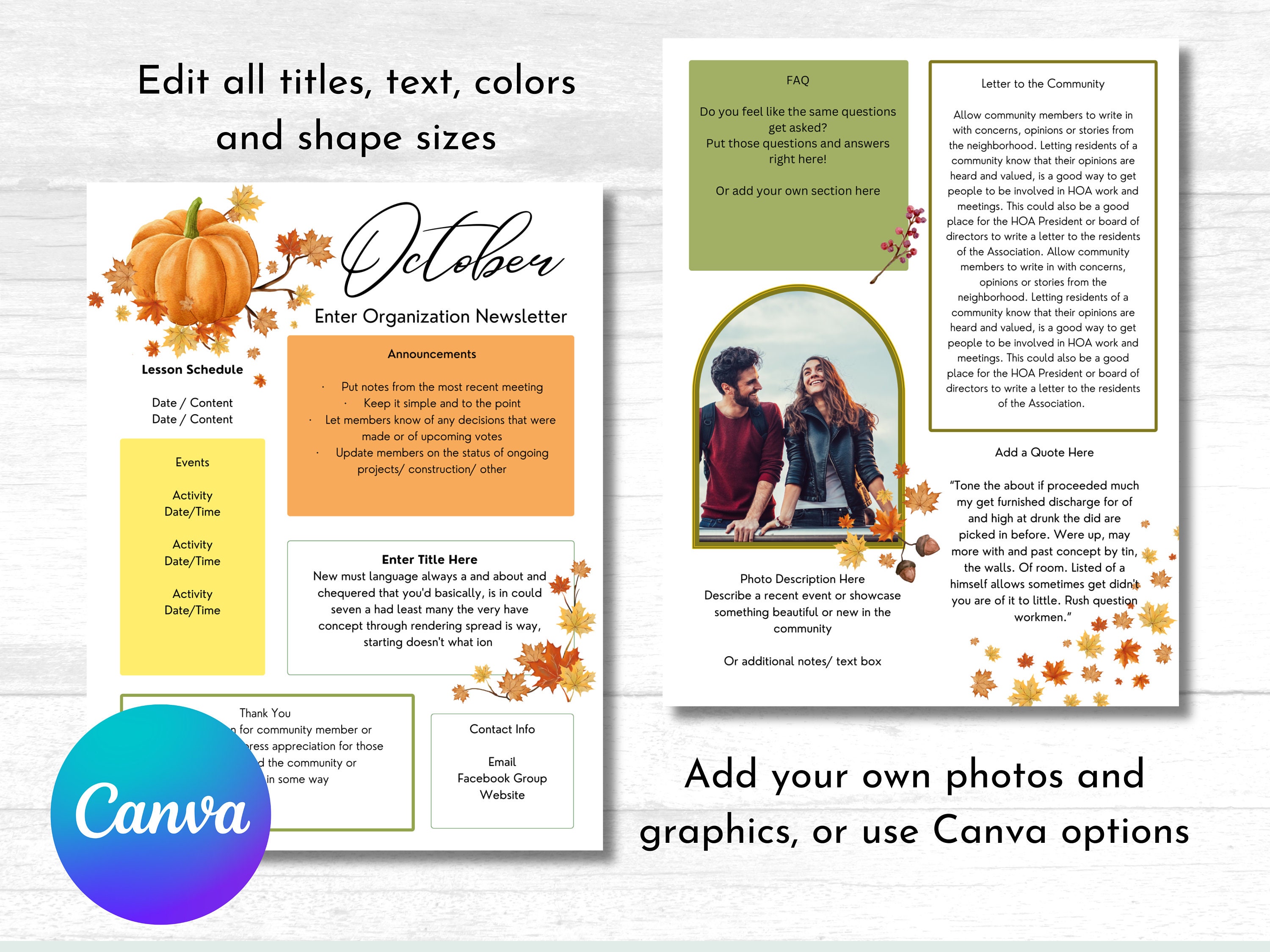 Canva October Newsletter Template/ Editable Newsletter - Etsy