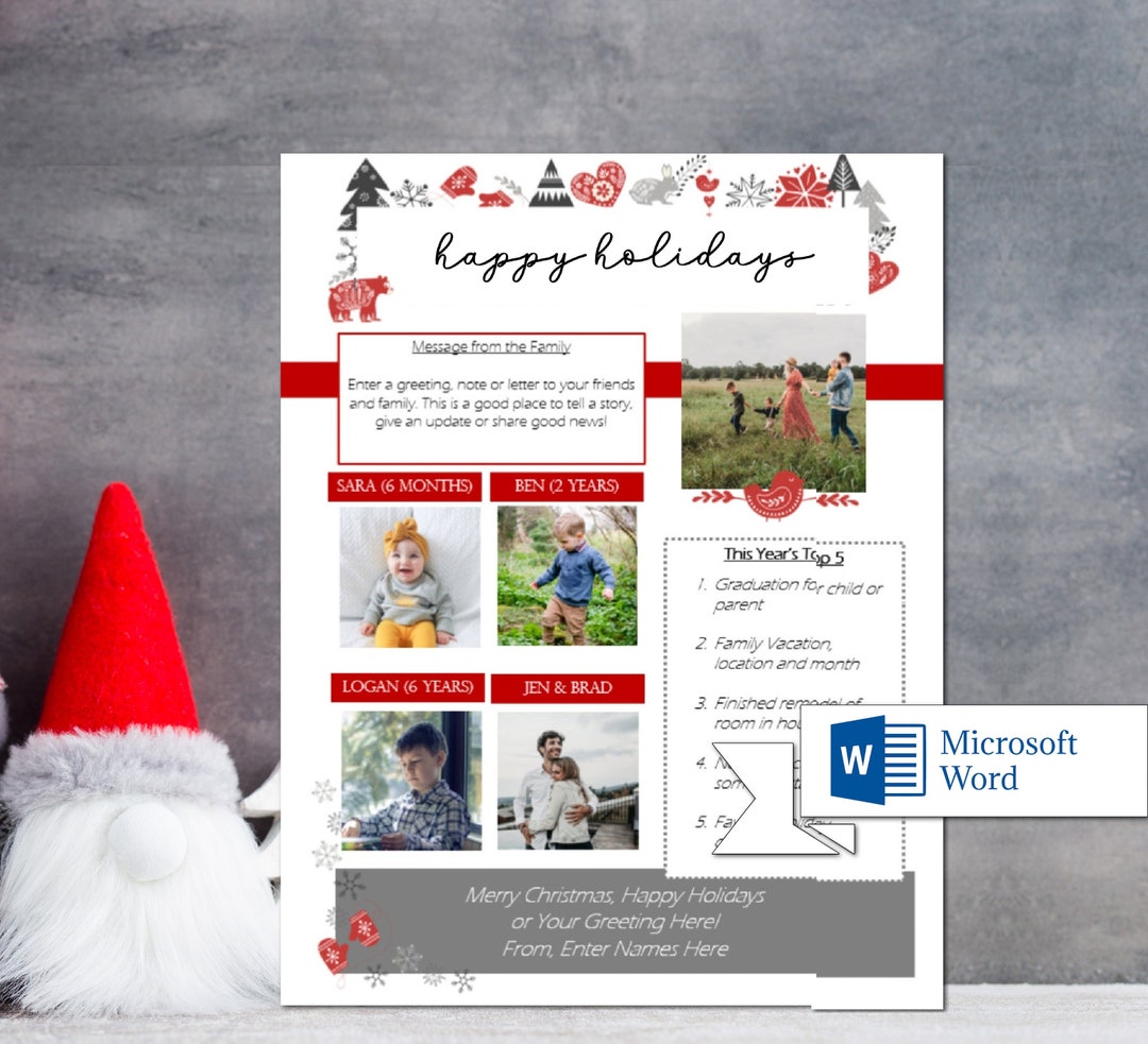 Christmas Newsletter Template/ Editable Newsletter Template/ Edit in ...