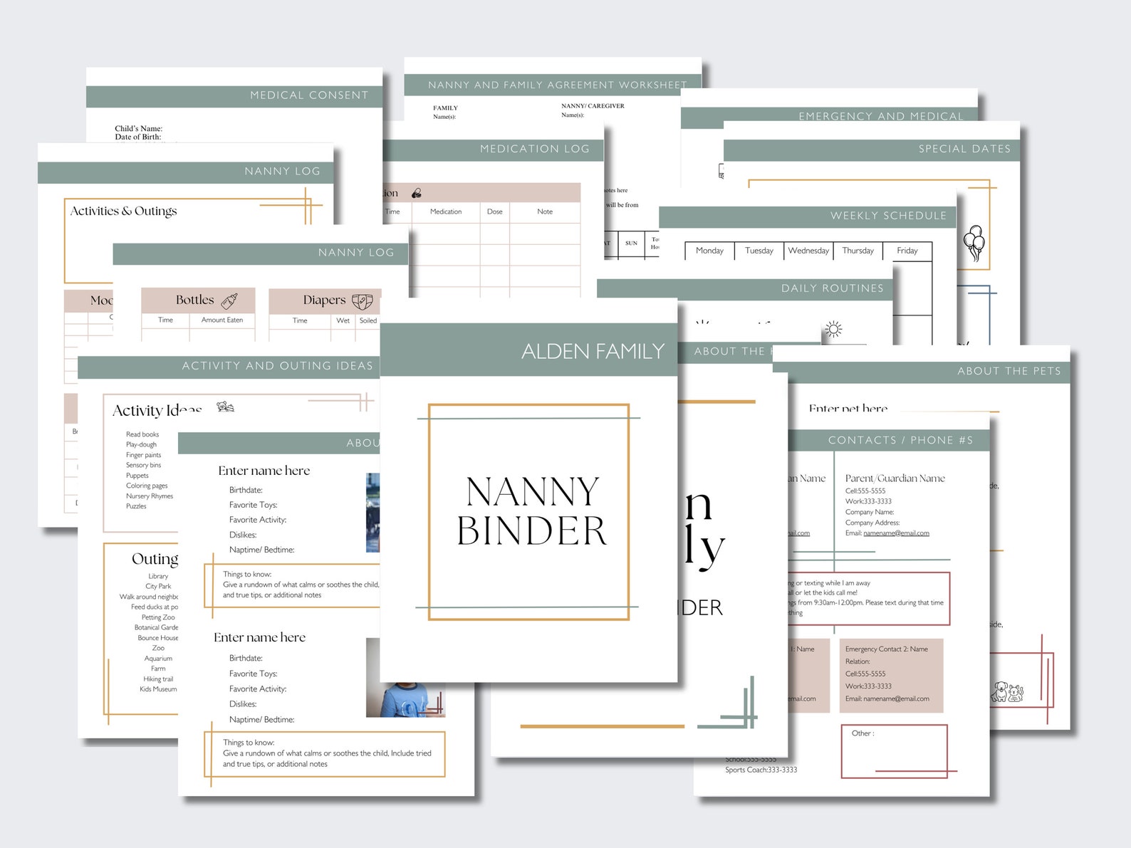 Editable Nanny Binder/ Nanny Notes/ Nanny Contract/ Nanny Agreement ...