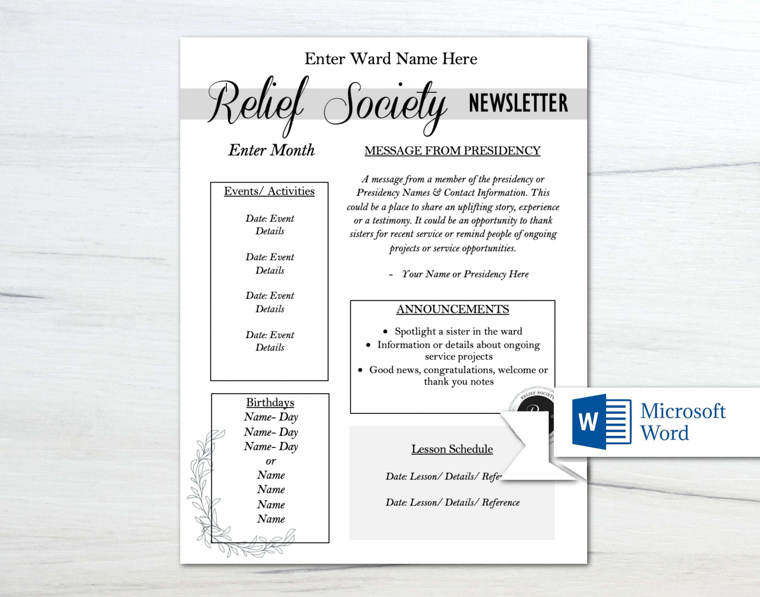 Editable Relief Society Newsletter/ 2023 Newsletter/ LDS - Etsy