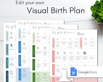 Visual Birth Plan/ Natural Birth Plan/ Birth Preference/ Birth Plan ...