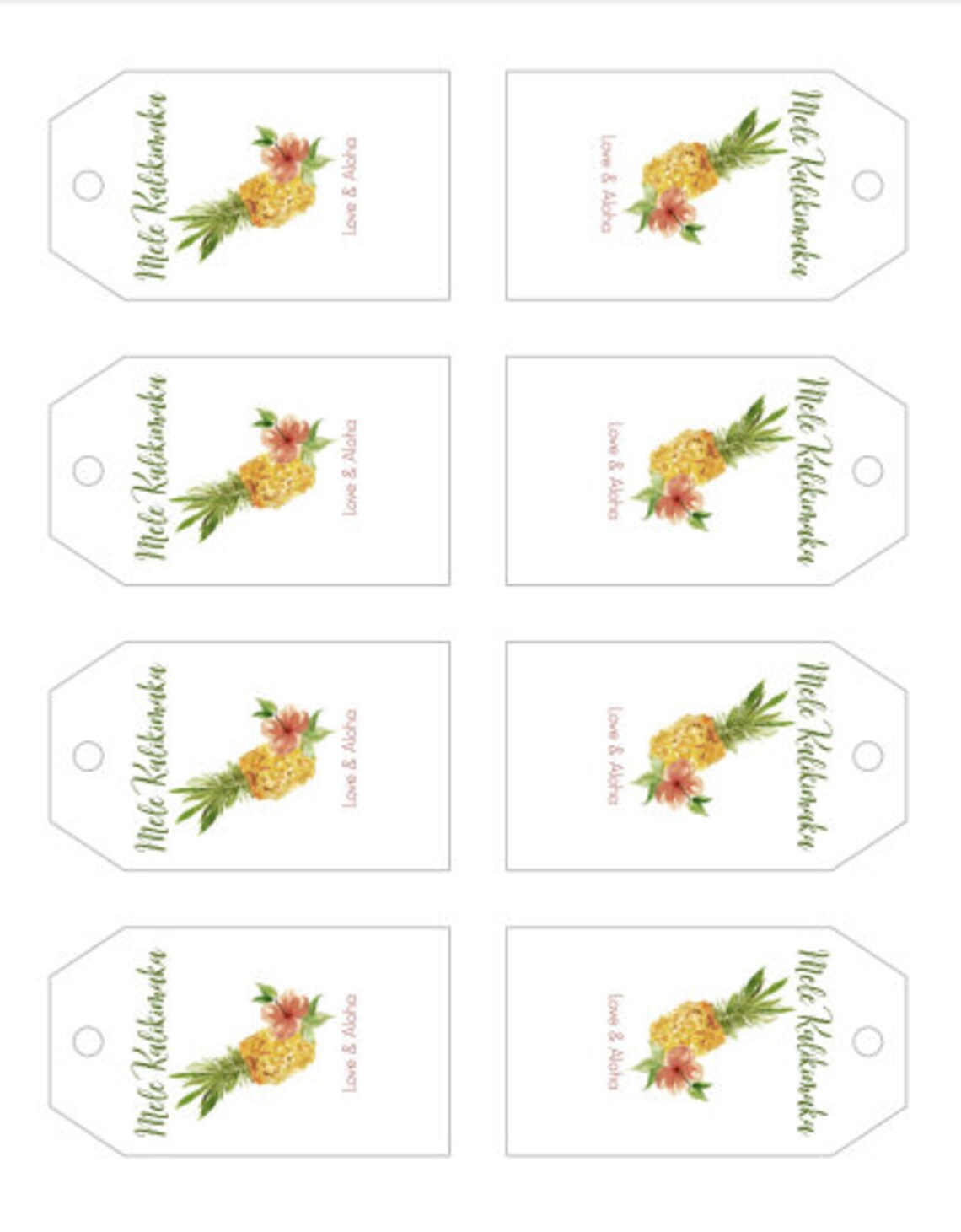 Hawaiian Christmas Gift Tag/ Mele Kalikimaka Gift Tag/ Mele Kalikimaka ...