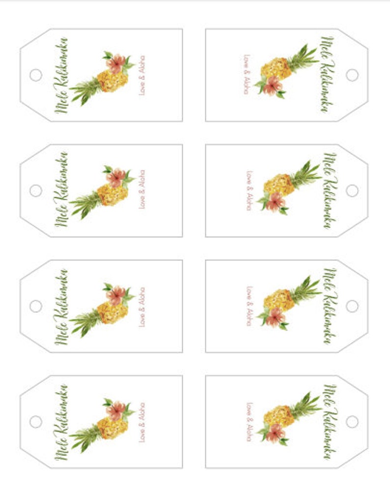 Hawaiian Christmas Gift Tag/ Mele Kalikimaka Gift Tag/ Mele Kalikimaka ...