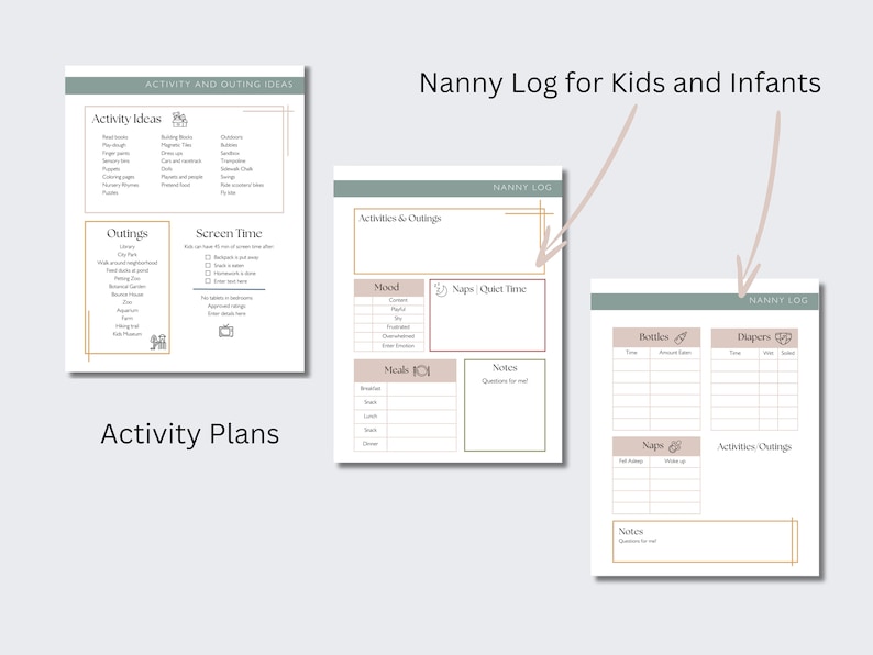 Editable Nanny Binder/ Nanny Notes/ Nanny Contract/ Nanny Agreement ...