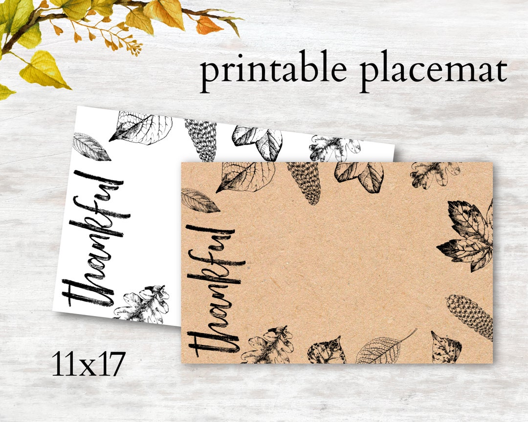 Thanksgiving Printable Placemat/ Coloring Page Placemat/ Thankful ...