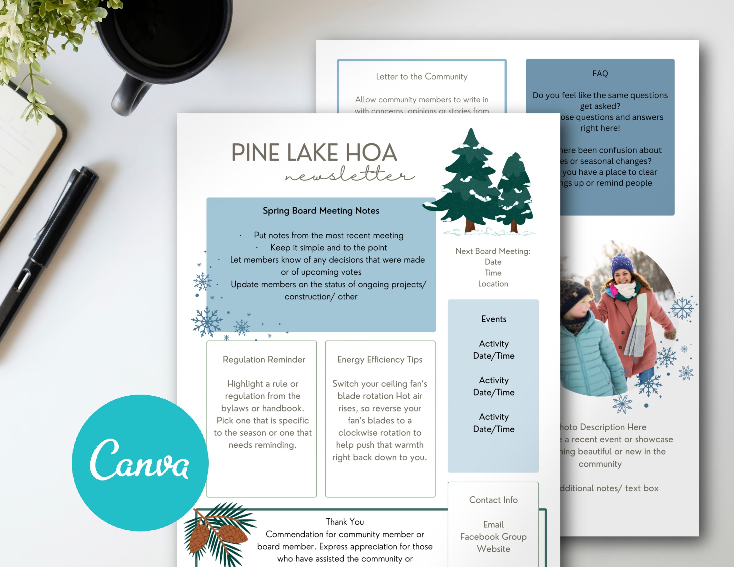 HOA Newsletter Winter/ Neighborhood Newsletter/ Editable Newsletter ...