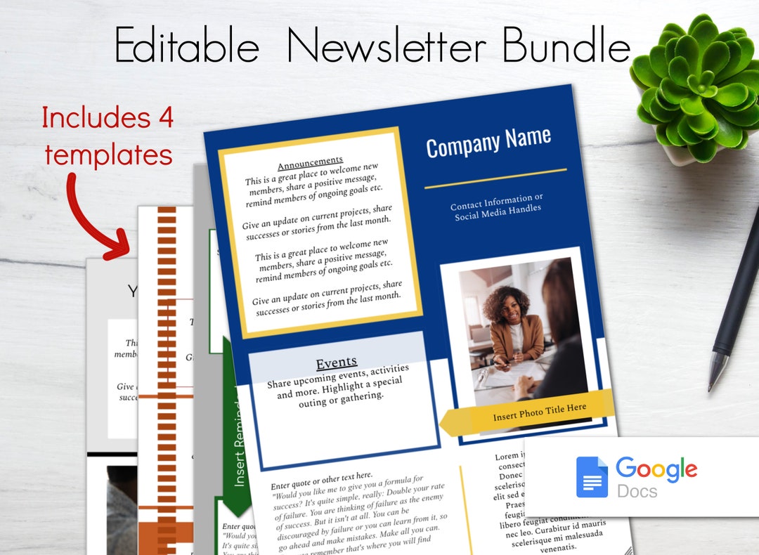 Editable Newsletter Templates for Google Docs/ Digital Newsletter ...