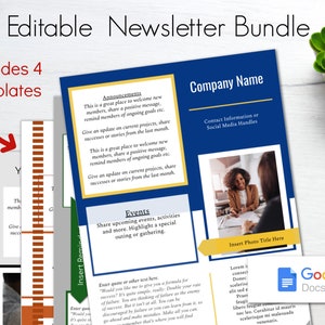 Editable Newsletter Templates for Google Docs/ Digital Newsletter ...