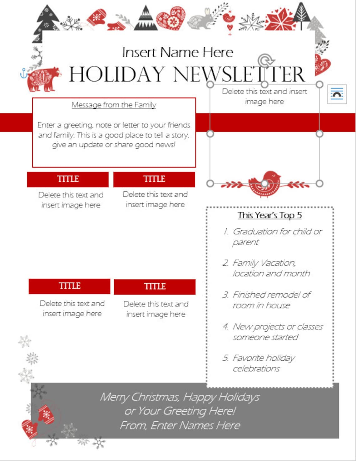 Christmas Newsletter Template/ Editable Newsletter Template/ Edit in ...