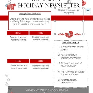 Christmas Newsletter Template/ Editable Newsletter Template/ Edit in ...