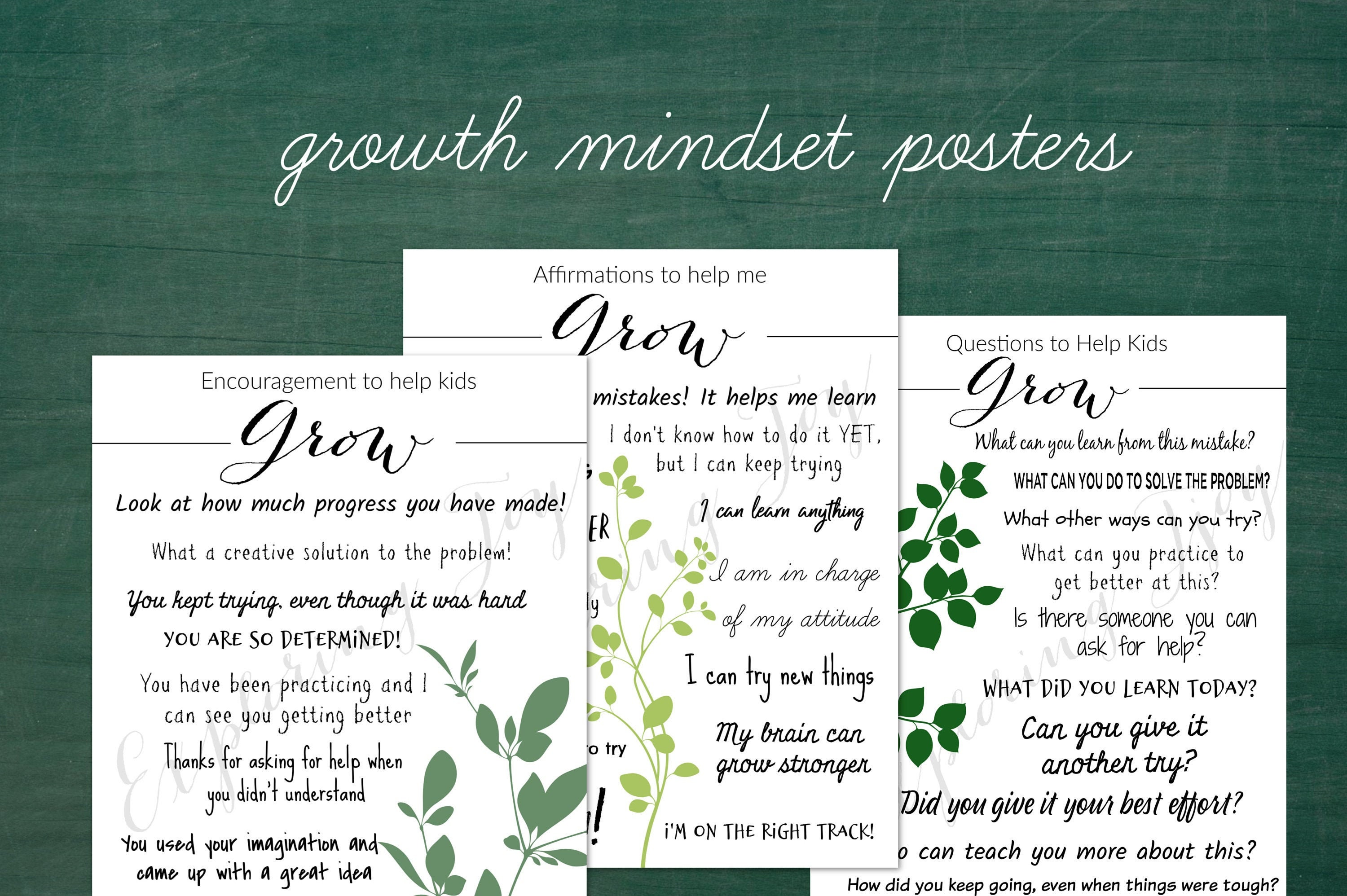 Growth Mindset Posters / Printables for Home and Classroom / Questions ...