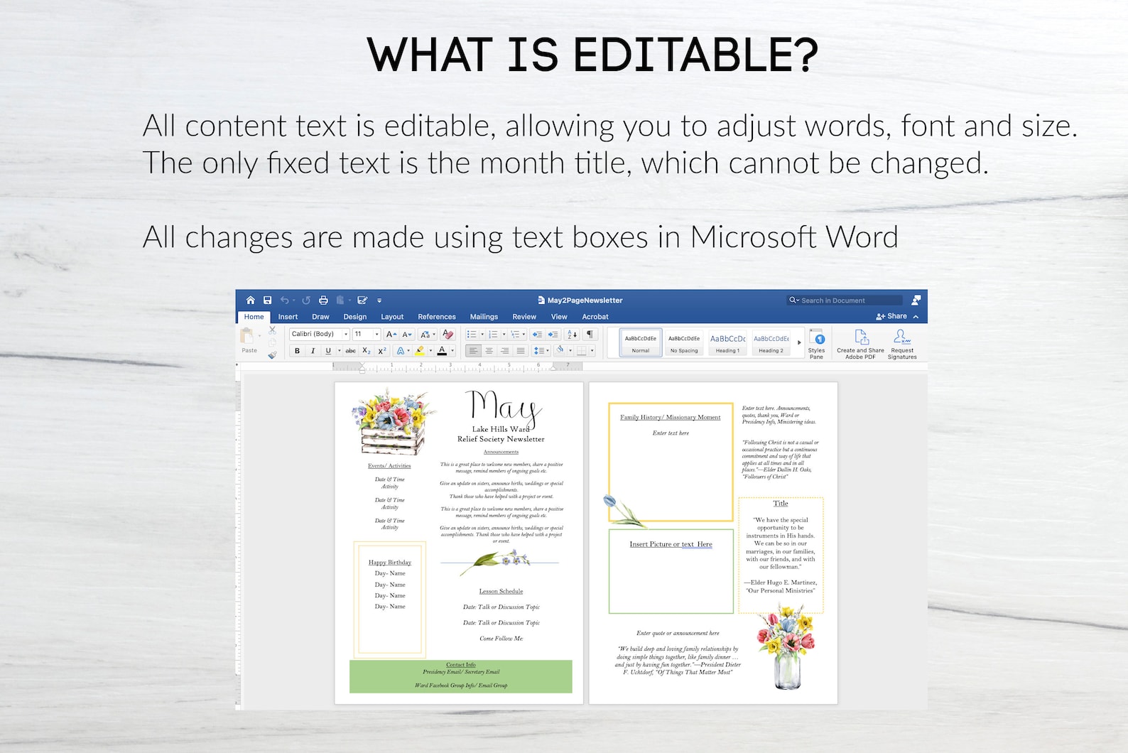 Monthly Newsletter Templates/ Full Year Newsletter Template - Etsy