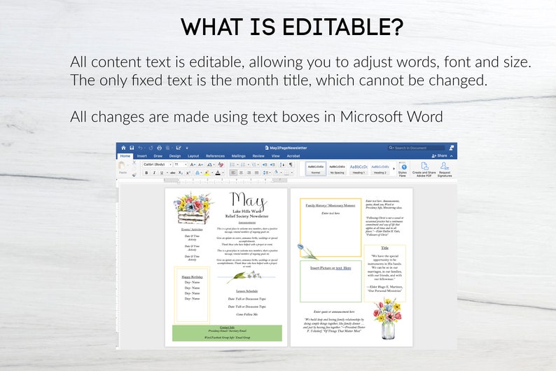 Monthly Newsletter Templates/ Full Year/ MS Word Newsletter - Etsy