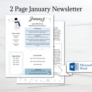 Editable January Newsletter Template/ MS Word Newsletter Template ...