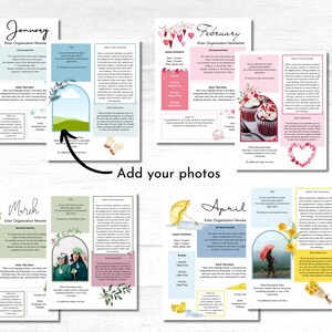 Monthly Newsletter Bundle/ Full Year Editable Newsletter Template ...