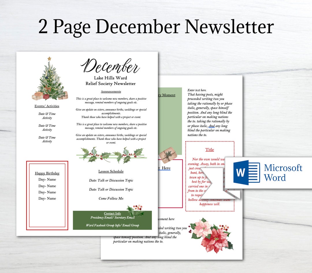 Editable Newsletter for Christmas/ December Newsletter/ LDS Newsletter ...