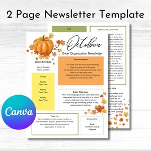 Canva October Newsletter Template/ Editable Newsletter Template ...