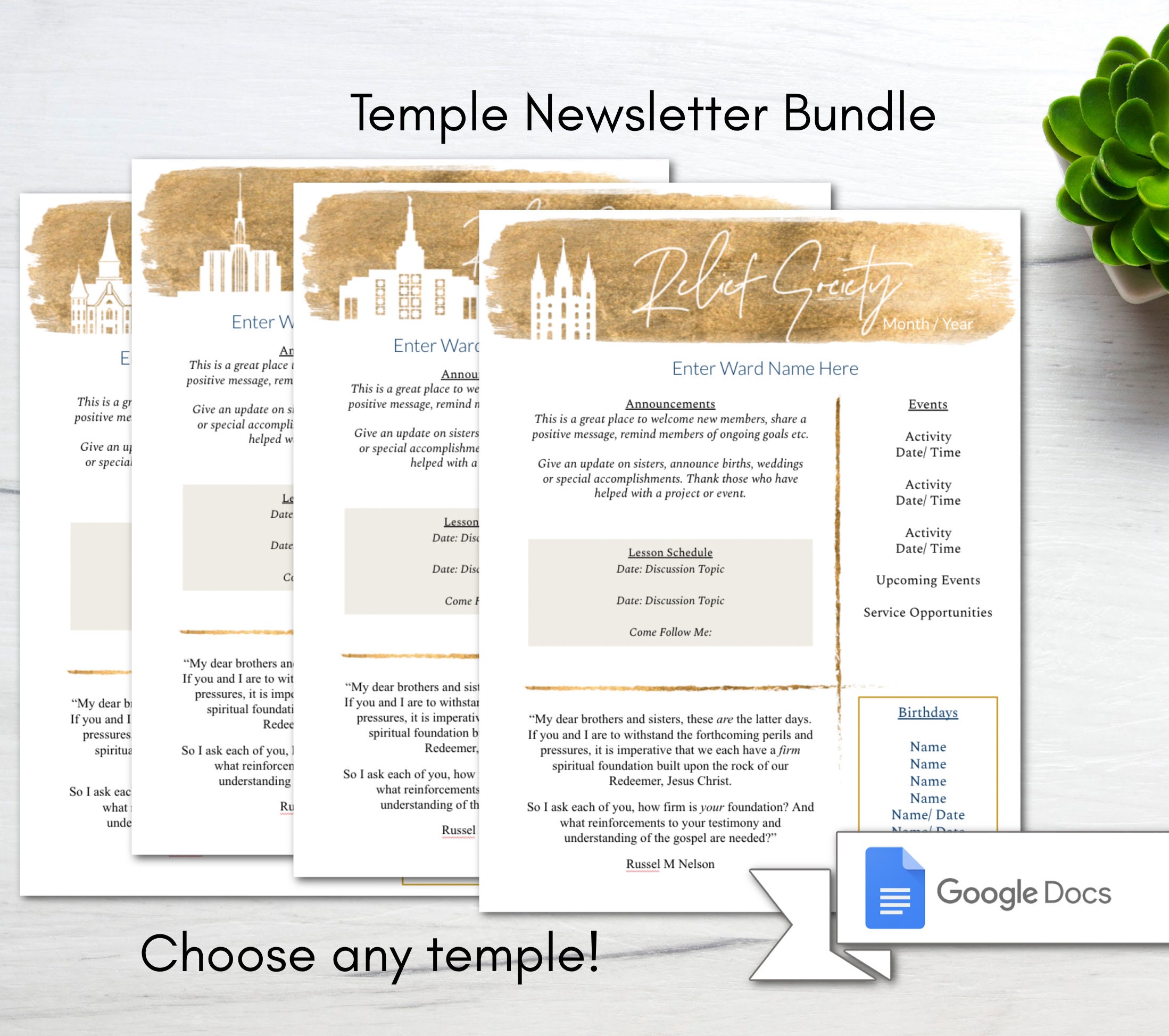 Editable Relief Society Newsletter/ 2022 Newsletter/ LDS Temple/ LDS ...