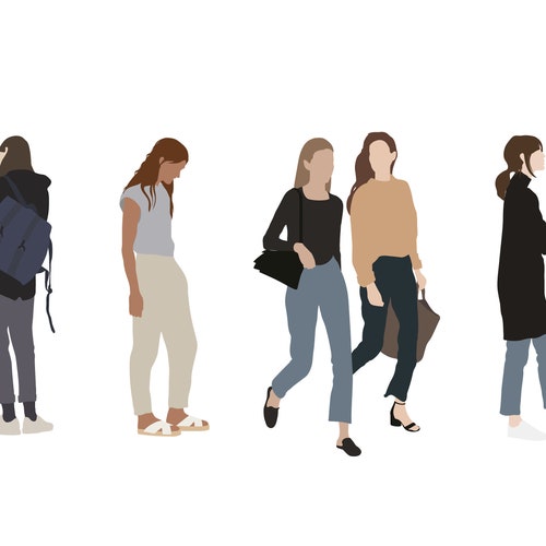 25 Flat Vector People Walking People Outdoor Pack of 24 | Etsy