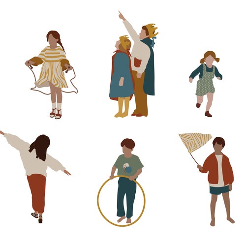 Flat Vector Cutout People 52 Pieces - Etsy