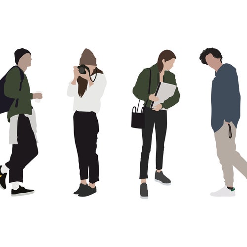 25 Flat Vector People Walking People Outdoor Pack of 24 - Etsy