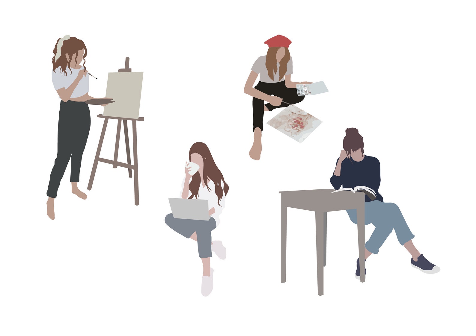 Flat Vector People Illustration - Pack 4 - Etsy