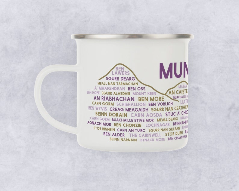 Munros enamel mug gift for Munro baggers hillwalkers and | Etsy