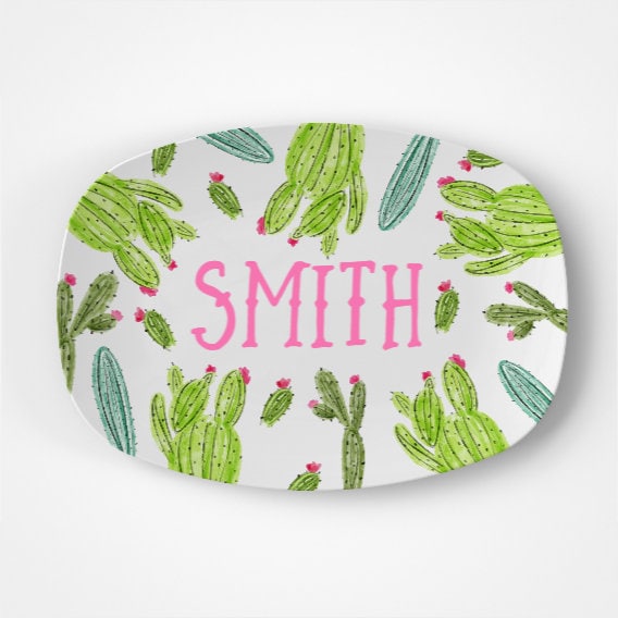 Cactus Platter Summer Personalized Fun Gift Idea Microwave Safe ...