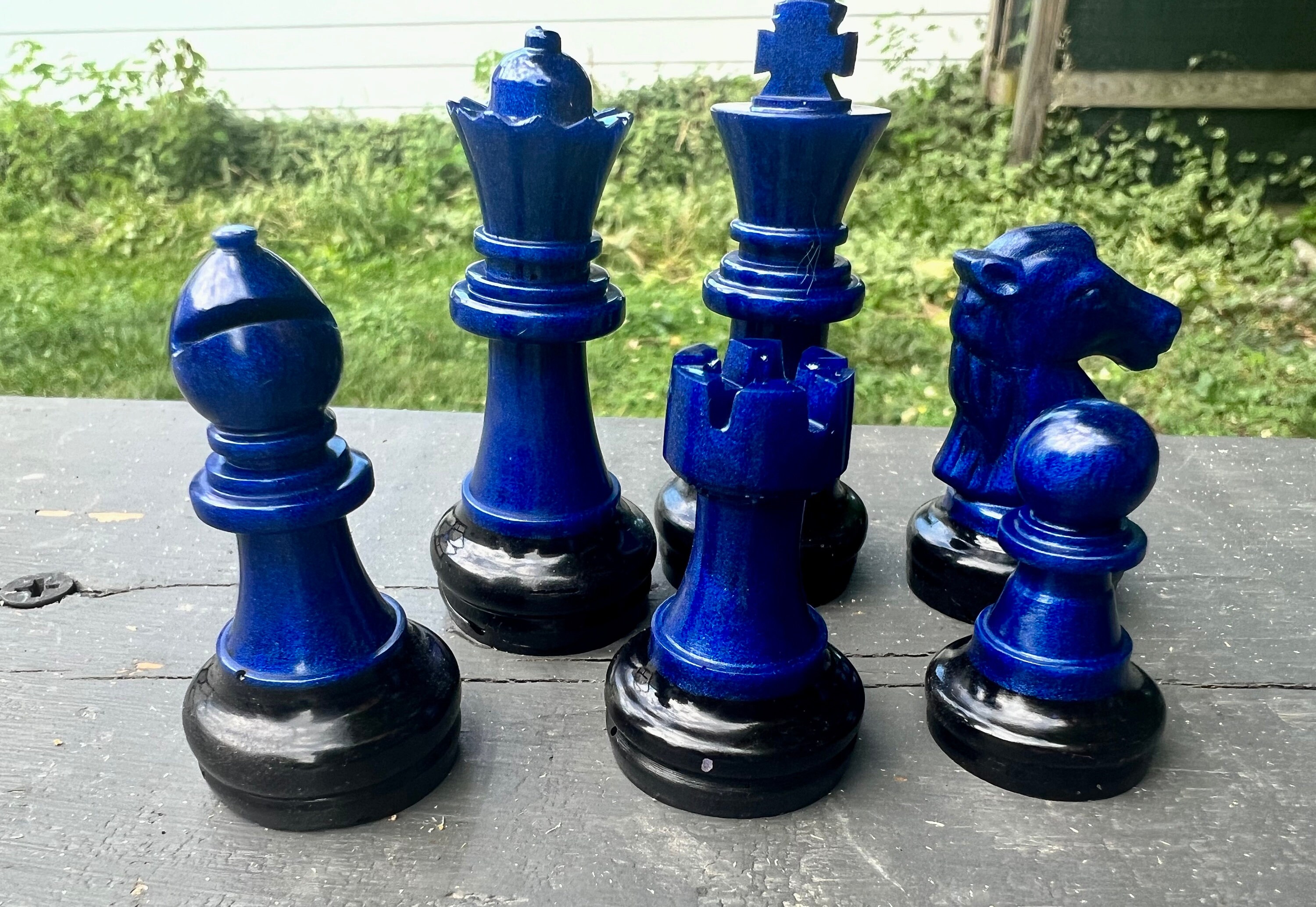 Handmade Epoxy Resin Chess Set Deep Blue/holo Gold - Etsy