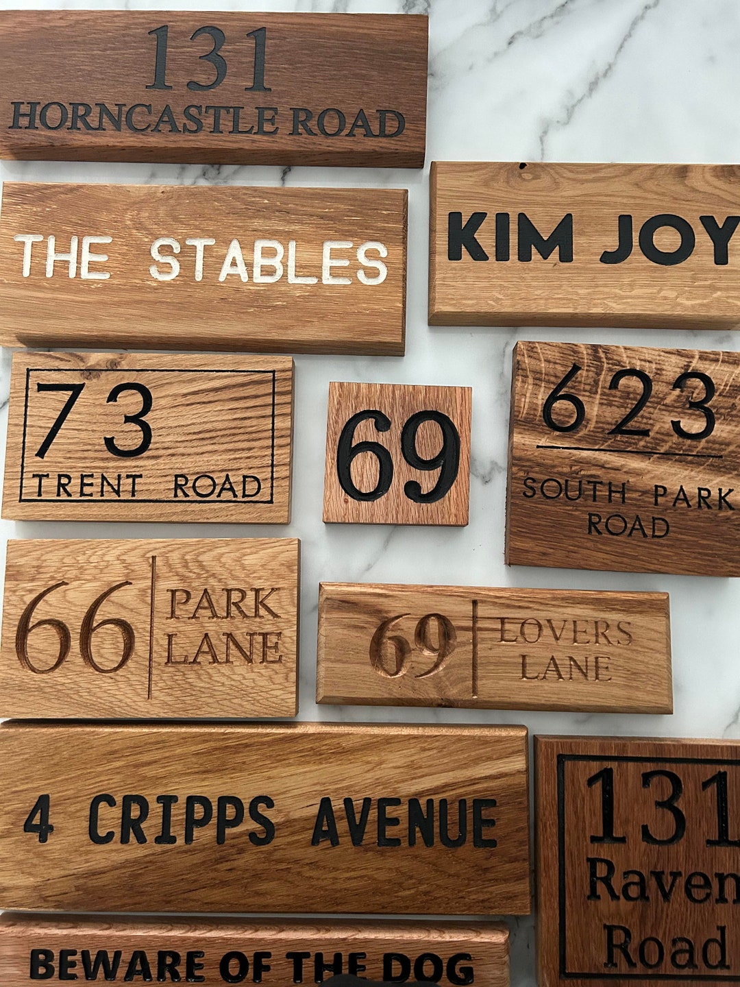 Personalized French Oak Wood Sign: Engraved House Number Plaque - Etsy