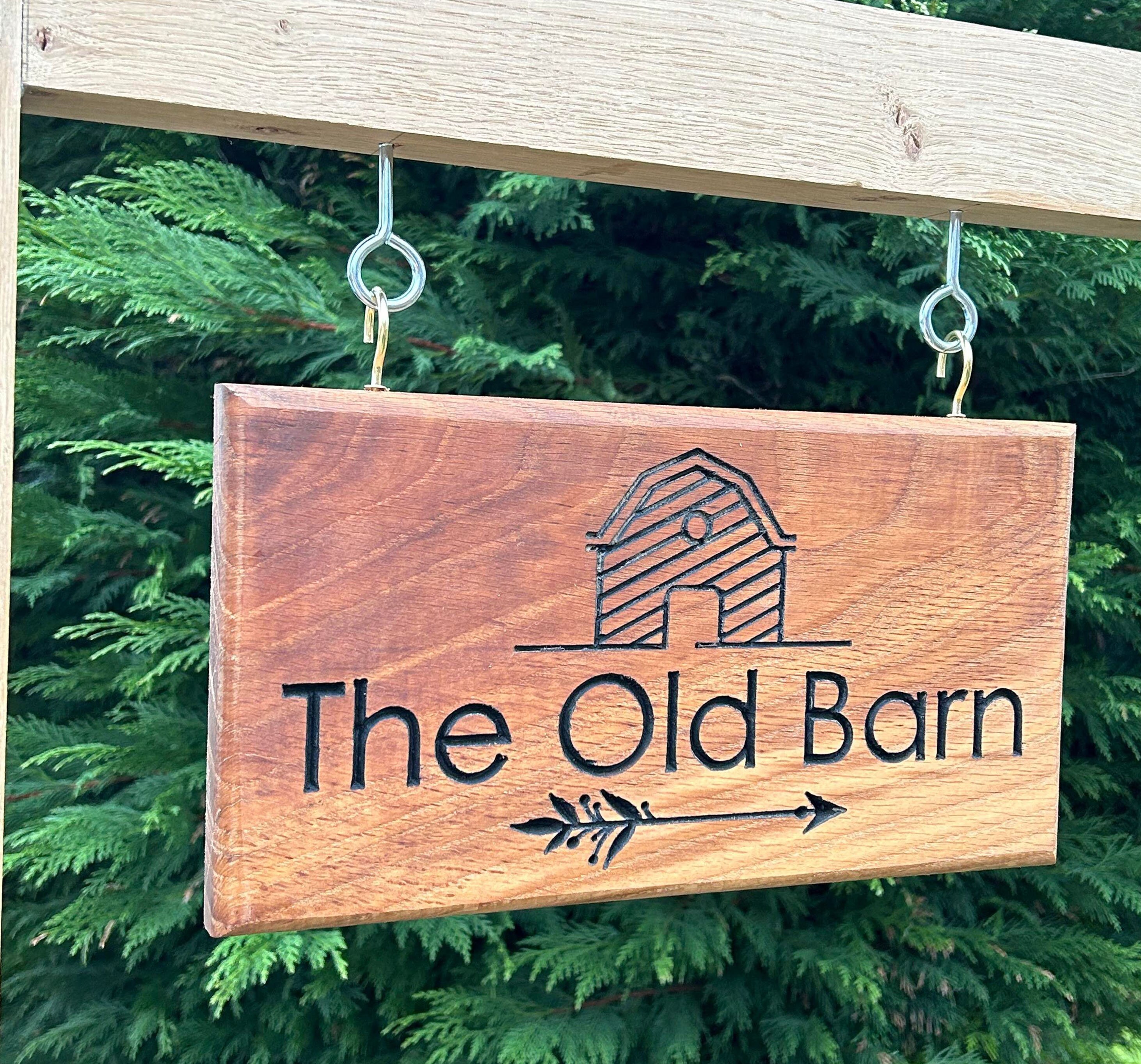Personalised French Oak Hanging House Sign - Custom Carved Outdoor ...