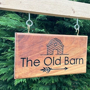 Personalised French Oak Swinging Hanging House Sign Number, Carved ...